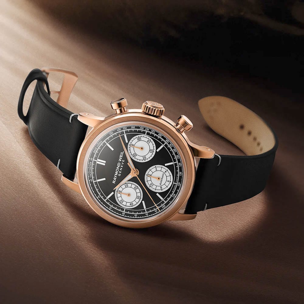 Millésime Tri-Compax Chronograph Rose Gold PVD 39mm Black Dial Watch