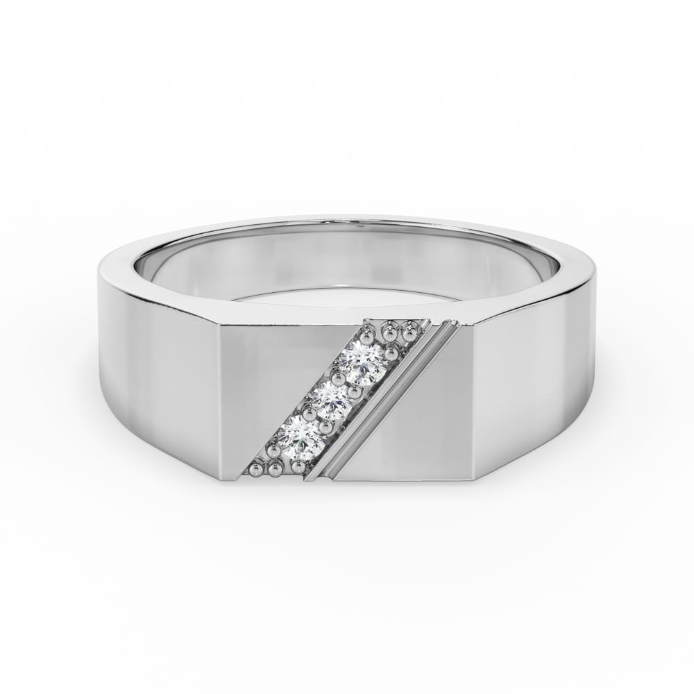 Men’s Ring with Rectangular Flat Top & 3 Diamonds
